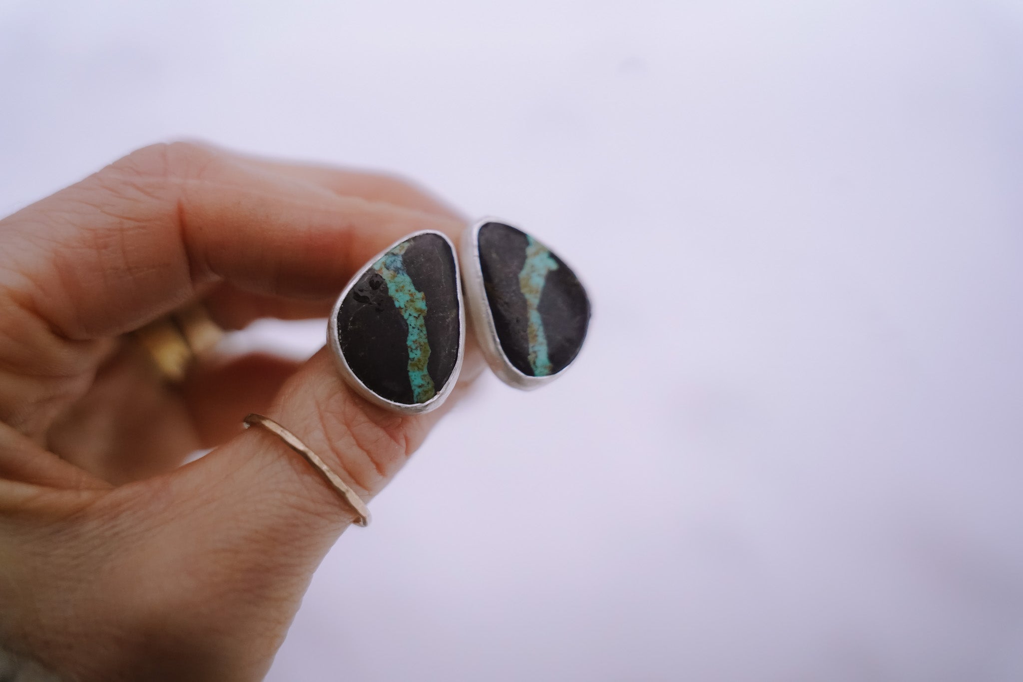 Blackjack Earrings Sterling Silver Turquoise Medium